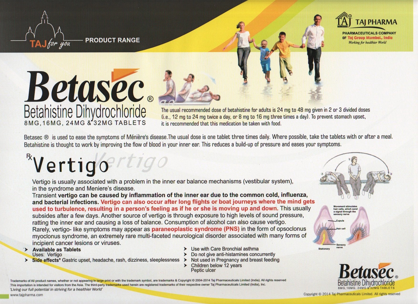 Betasec- (Betahistine Dihydrochloride)- Tablets- TAJ PHARMA ...